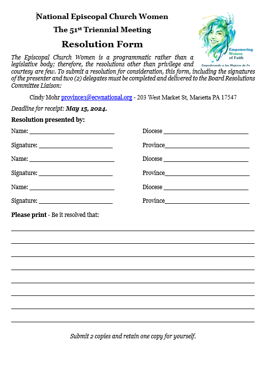 Resolutions - National Episcopal Church Women
